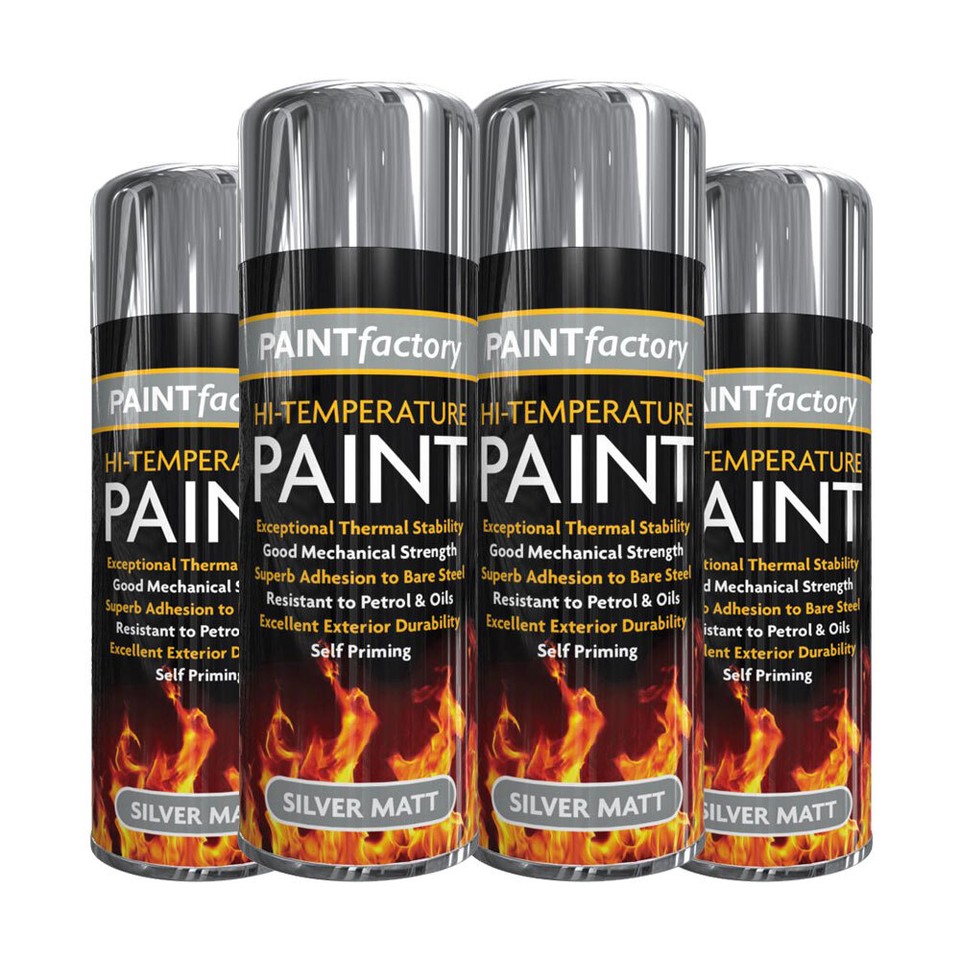 High Temperature Silver Matt Stove Spray Paint 300ml Aerosol Heat ...