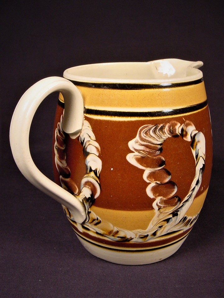 RARE EARLY 1800s CABLE PITCHER MOCHA WARE MOCHAWARE PEARLWARE ...