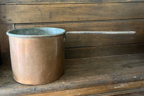 Vintage Copper Cooking Pot Dipper With Cast Iron Handle Large Long 10 ...