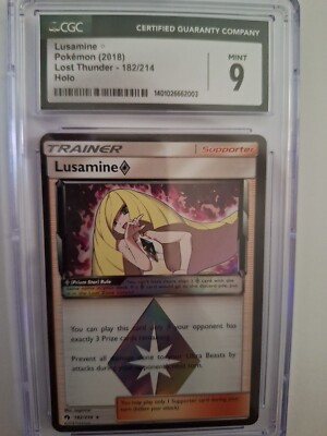 CGC Mint 9 LUSAMINE Prism Holo 2018 Lost Thunder 182/214 Sun & Moon ...