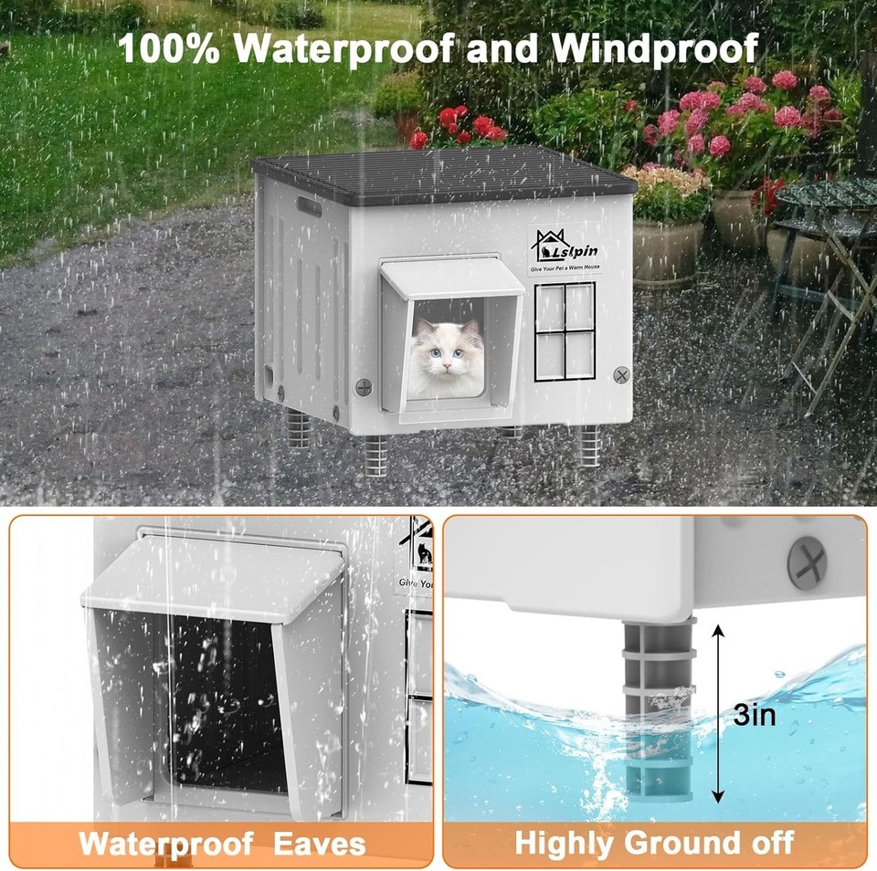 Insulated Heated Outdoor Cat House - Weatherproof & Durable | eBay