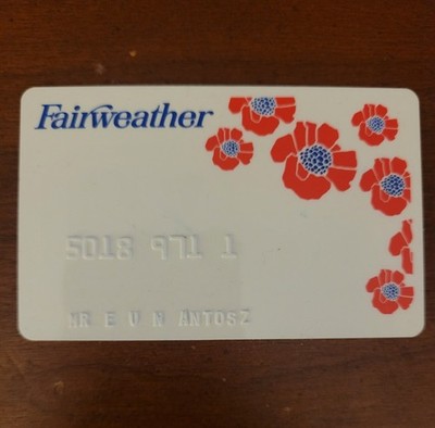 Vintage Fairweather Store Credit Charge Card | eBay