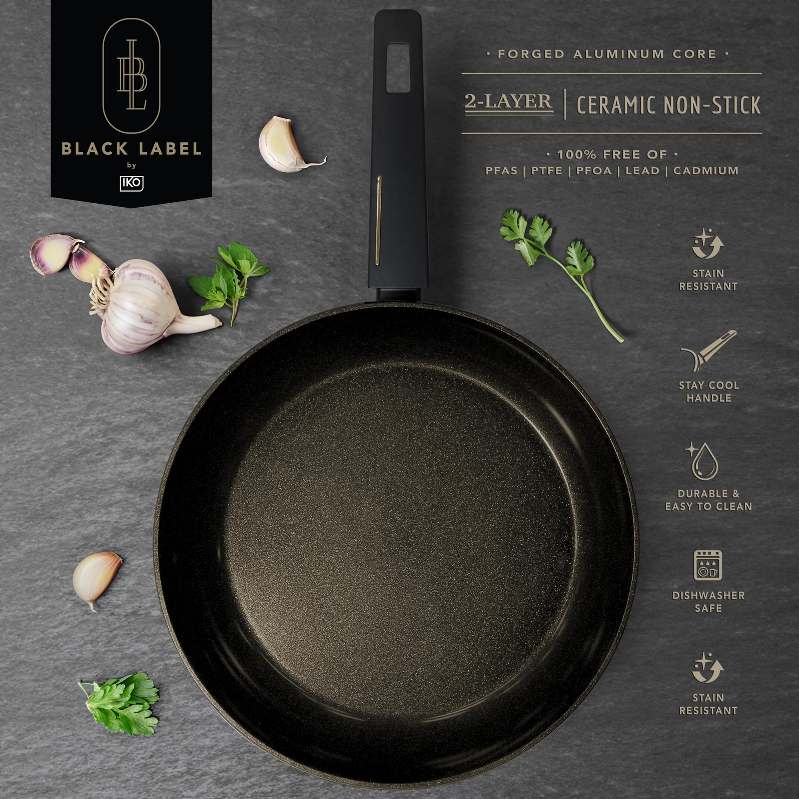Black Label Ceramic Skillet Non-Stick Frying pan Kitchen Pots and Pans ...