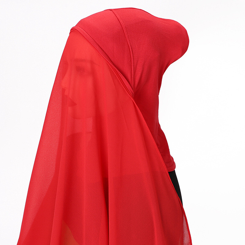 Muslim Chiffon Hijab With Cap Women Veil Headscarves Headwraps Cap Soft ...