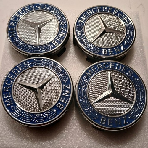 Set of 4 75mm Floating LED Wheel Caps Blue Light for Mercedes Blue ...