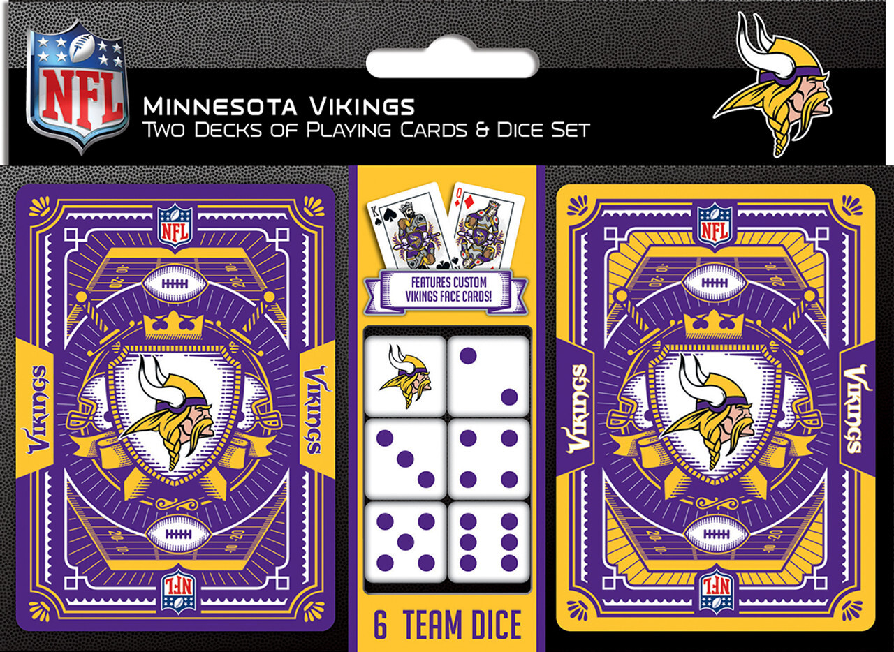 NFL Minnesota Vikings 2 Decks of Playing Cards and Team Dice Game Set ...