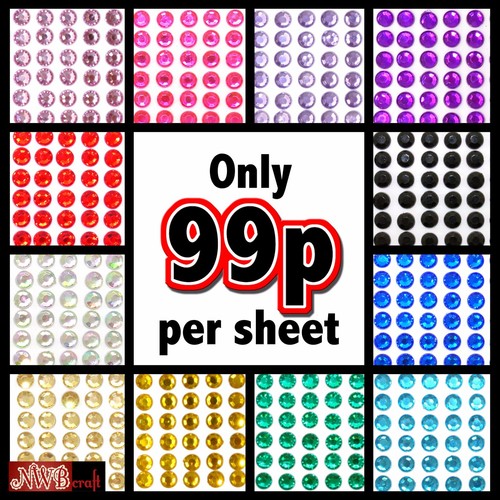 Self-Adhesive Stick On Diamante Rhinestone Gems 2mm 3mm 4mm 5mm 6mm ...