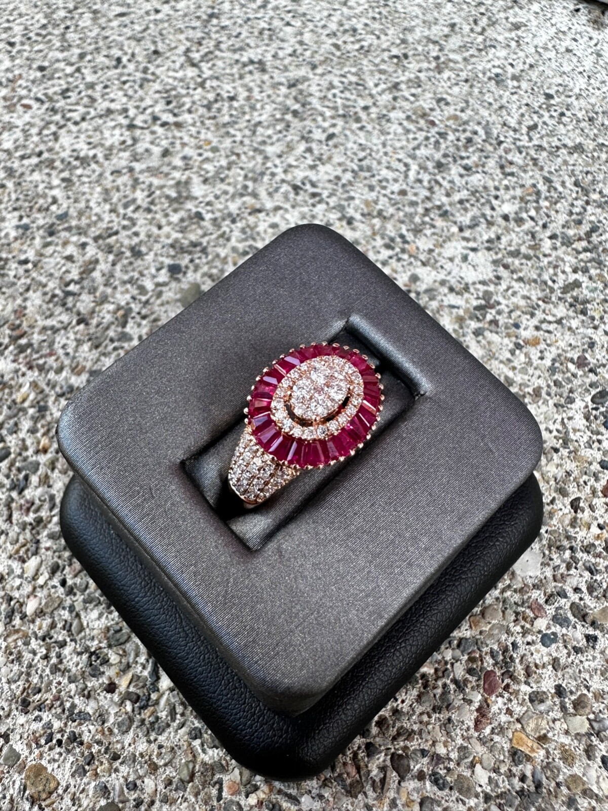 Effy 14K Rose Gold Ruby 1-5/8cttw & Diamond 5/8cttw Baguette Cluster ...