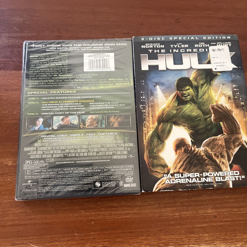 The Incredible Hulk (DVD, 2008, 3-Disc Set, Special Edition) NEW SEALED ...