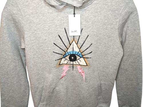 COACH Pyramid Eye Hoodie Womens Size XS Grey NEW $295 W/ COA Cow ...
