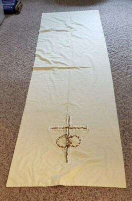 LARGE CHURCH BANNER LECTERN ALTAR PARAMENT 98"L X 28"W MARRIAGE CROSS ...
