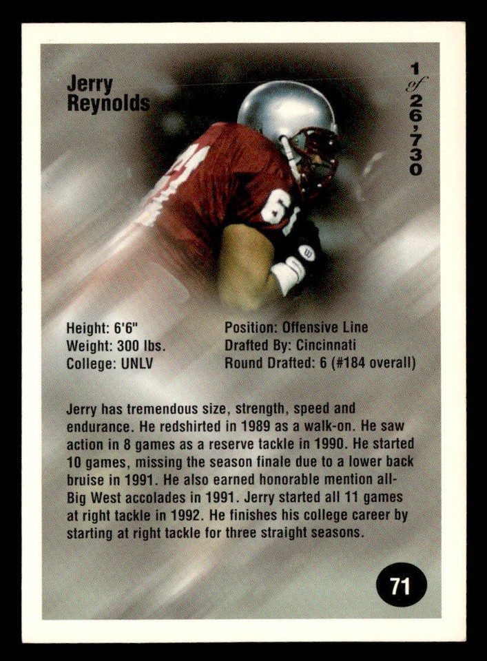 Jerry Reynolds 1994 Superior Rookies Card #71 UNLV | eBay