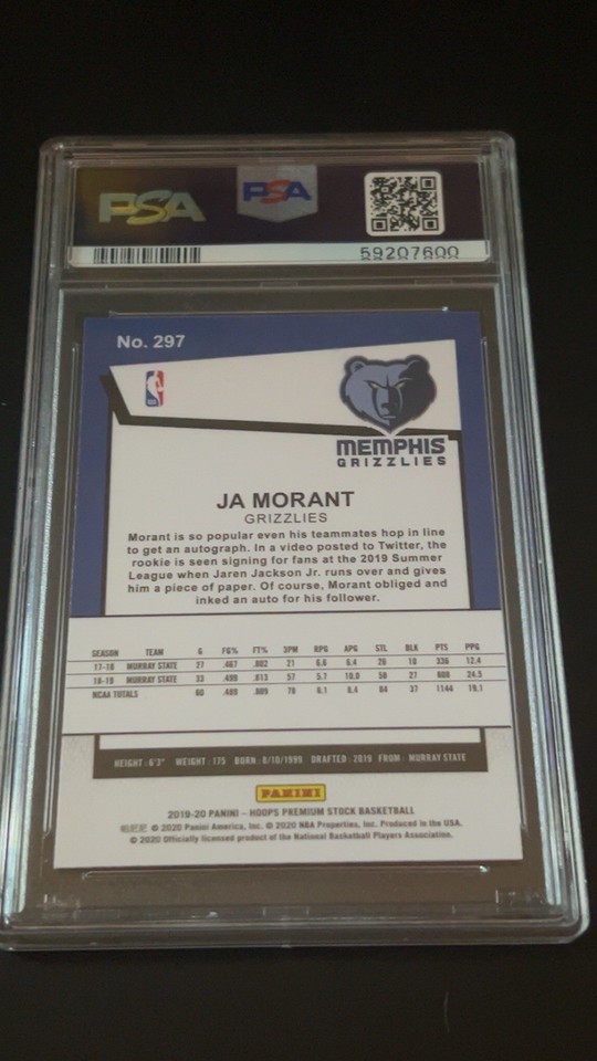 PSA10 2019-20 Panini NBA Hoops Premium Stock - Hoops Tribute Ja Morant ...