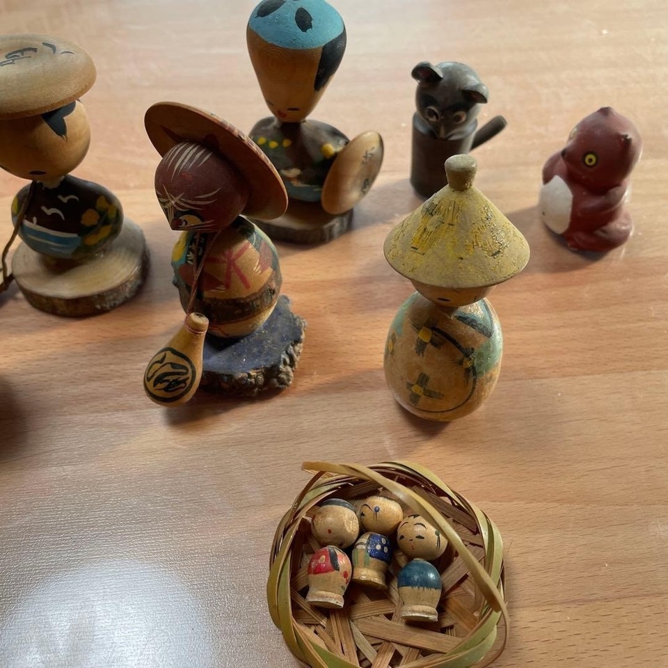 Showa Retro Japanese Wooden Doll Set – Vintage Wooden Figures 昭和 | eBay