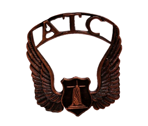 WWII Military Air Transport Command ATC Hat Metal Badge Wings Army ...