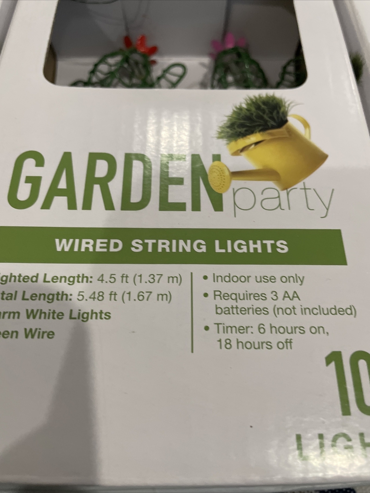 6 X Garden Party Wired String Lights Metal 10 Light Set Cactus Indoor ...