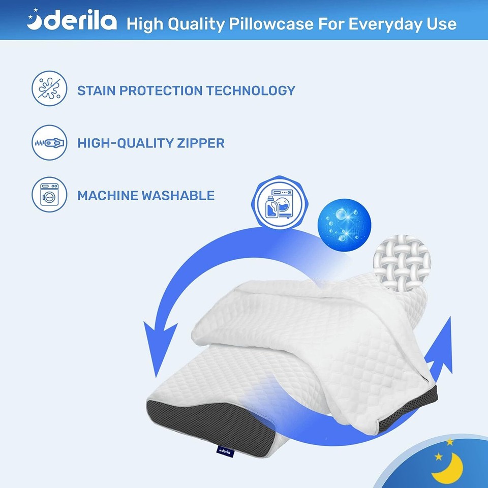 | DERILA® | Memory Foam Pillow OR Additional Pillowcase. Ergonomic Neck ...