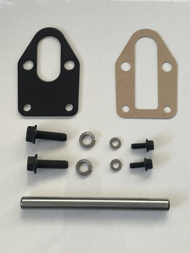SBC Black Fuel Pump Mounting Plate + Rod & Grade 8 Bolts 11 Piece Kit ...