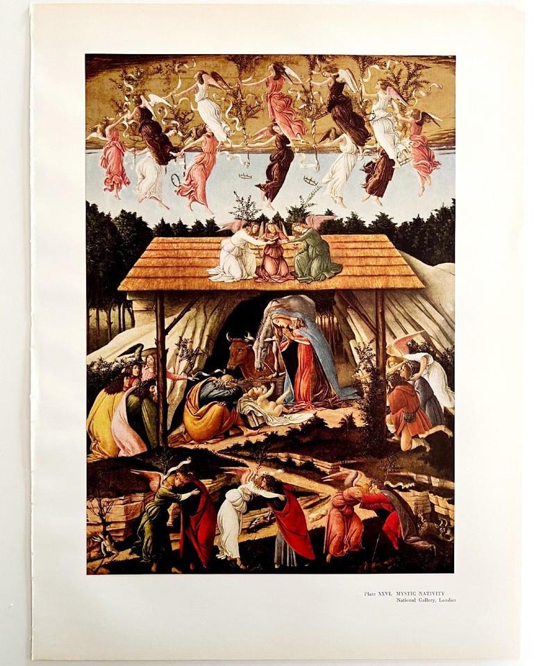 Mystic Nativity Scene Sandro Botticelli 1958 Lithograph Art Print ...