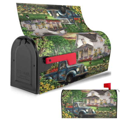 Spring Nostalgia Farm Mailbox Cover Magnetic Post Letter Box 21"X 18 ...