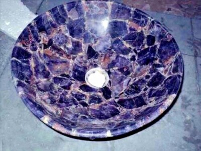 15"x15"x5" Handmade Amethyst Stone Round Bath & Kitchen Wash Basin ...