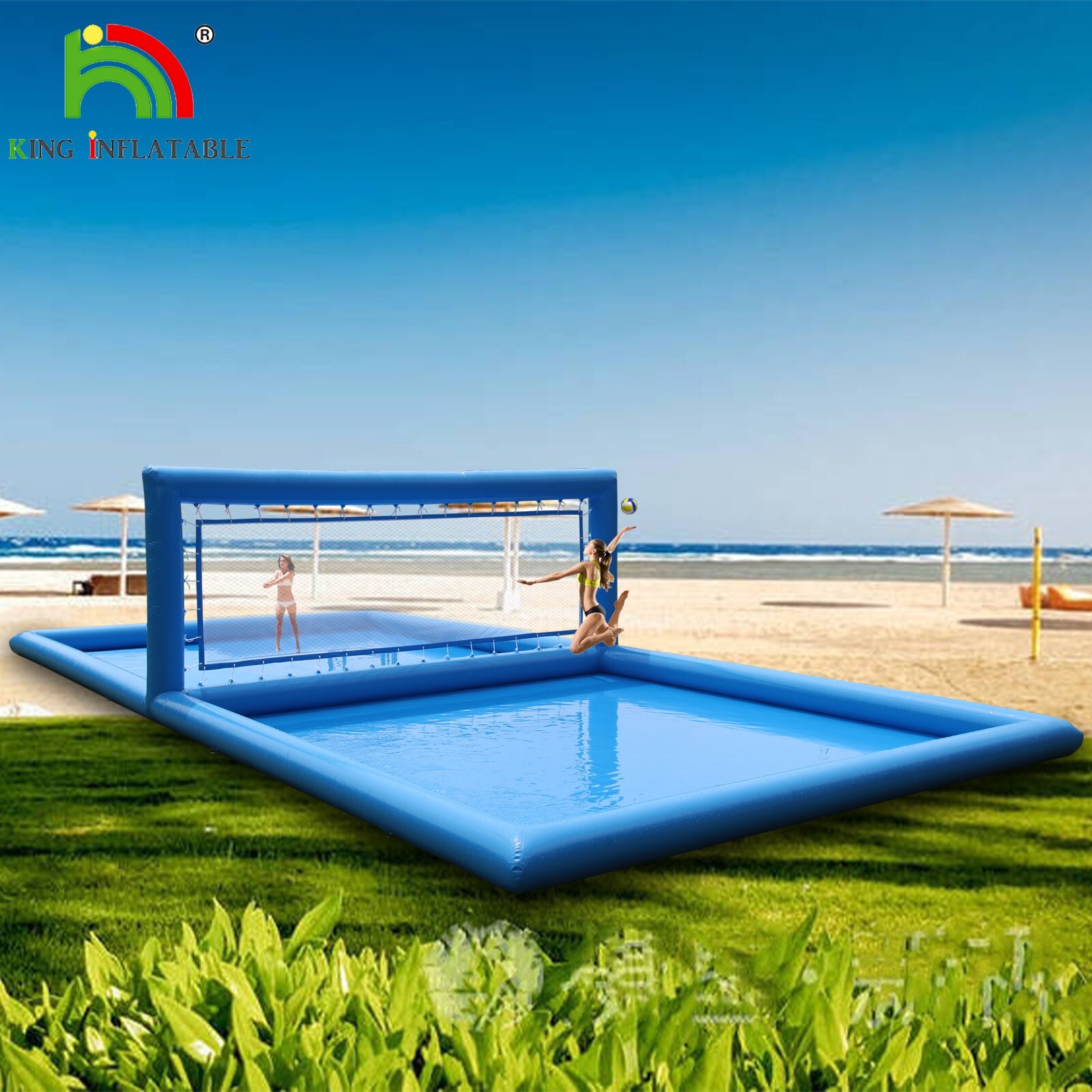 Inflatable Volleyball Court Beach Pool Volleyball Net for Outdoor ...