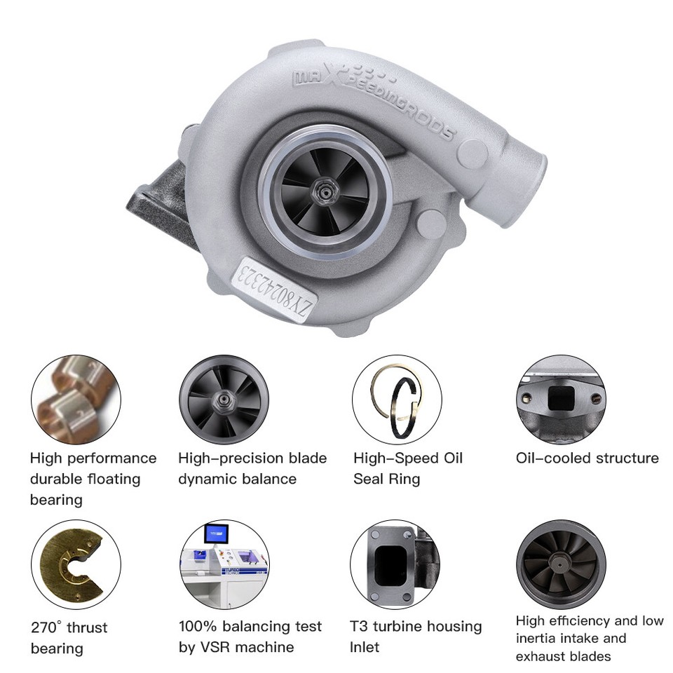 T04E T3/T4 .63 A/R 74.2 TRIM TURBO/TURBOCHARGER COMPRESSOR 400HP BOOST ...
