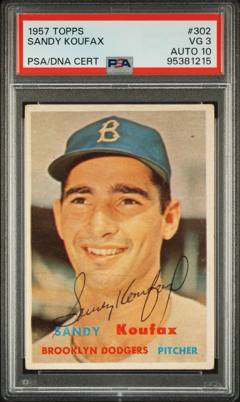 Sandy Koufax 1957 Topps Hand Signed PSA 3 Auto 10 Dodgers HOF #302 | eBay
