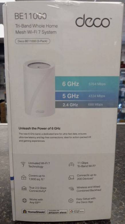 TP-Link Deco BE11000 Wi-Fi 7 Tri-Band Whole-Home Mesh WiFi System, 3 ...