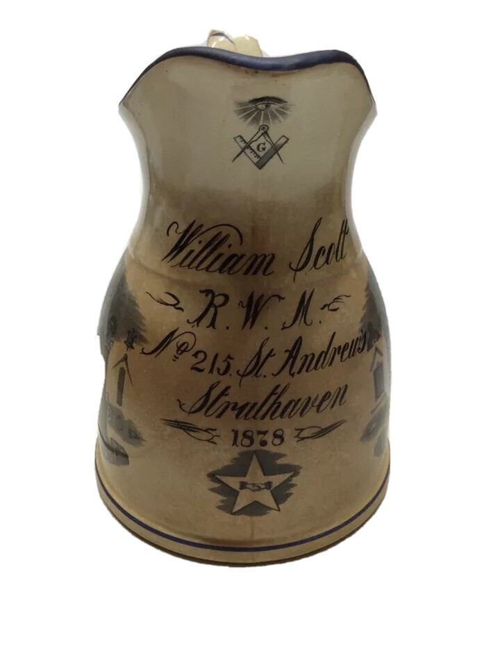 Antique Vintage 1878 Pair Masonic Symbols Ironstone Pitchers Pottery ...