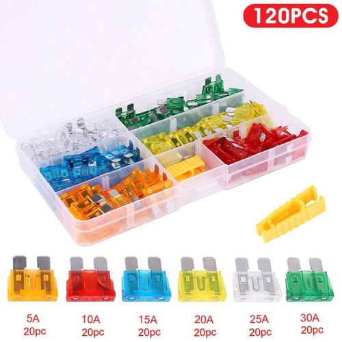 120 Standard Blade Fuses Car Auto Fuse Set 5-30A Mixed Assorted w ...