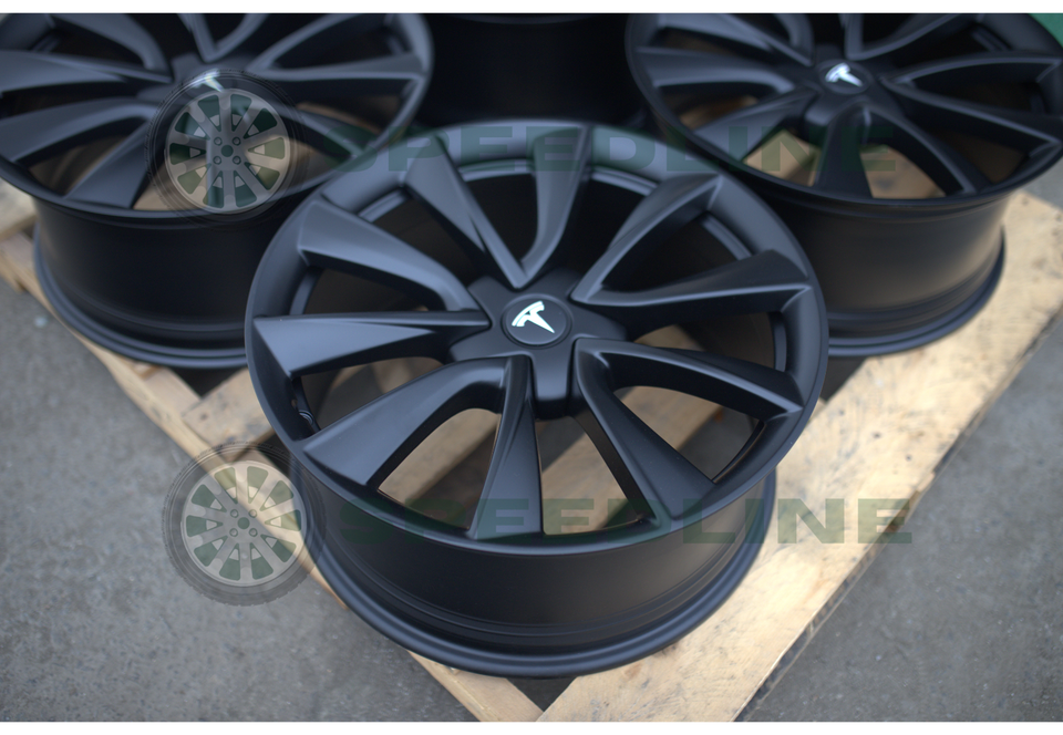 Tesla Model 3 Wheels SATIN BLACK 19" 19 INCH Rims Wheel Stiletto 2017 ...