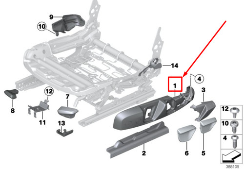 NEW BMW 4 GRAN COUPE F36 FRONT RIGHT SEAT OUTER TRIM 52107308188 ...
