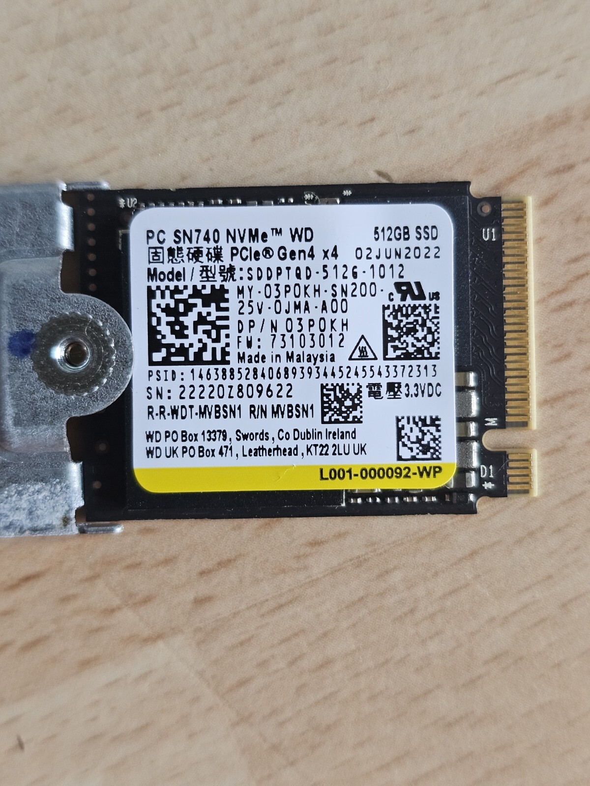 Western Digital PC SN740 512GB M.2 2230 NVMe Internal SSD (SDDPTQD-512G ...