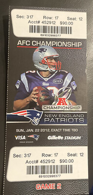 Jan 22, 2012 New England Patriots & Ravens AFC Championship Full Ticket ...