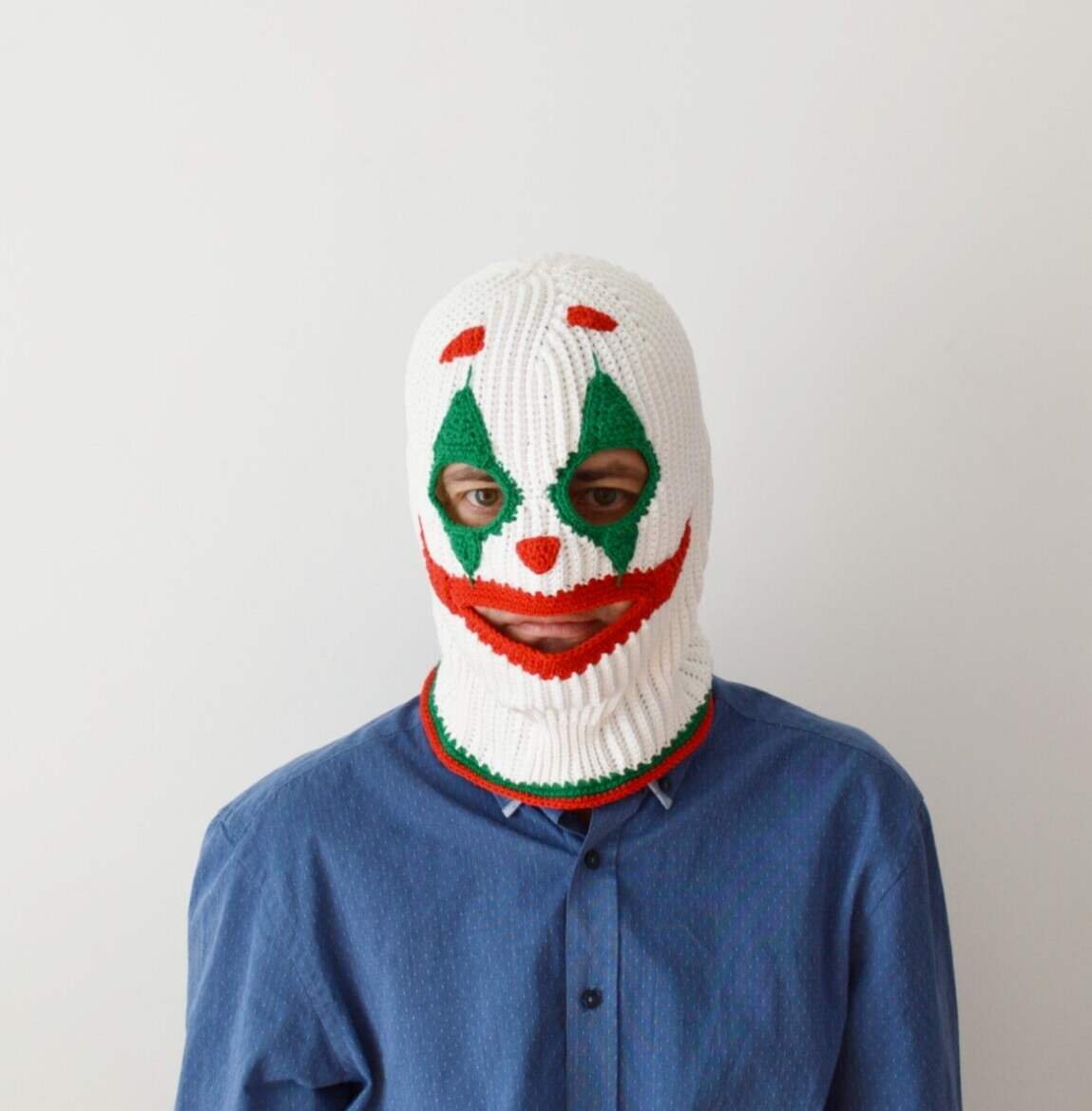 Knitted joker clown balaclava hats white women men. Custom cotton ghost ...