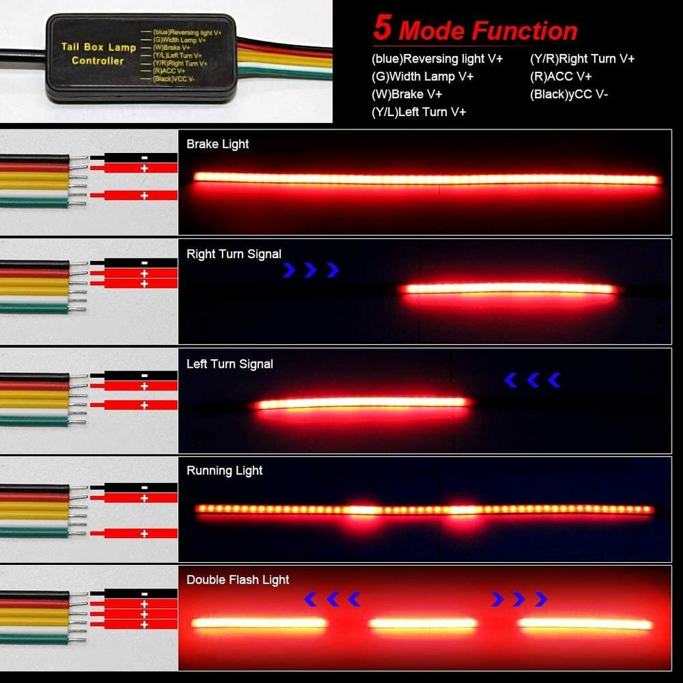 40" Sequential LED Third Brake Light Rear Roof Windshield High Turn ...