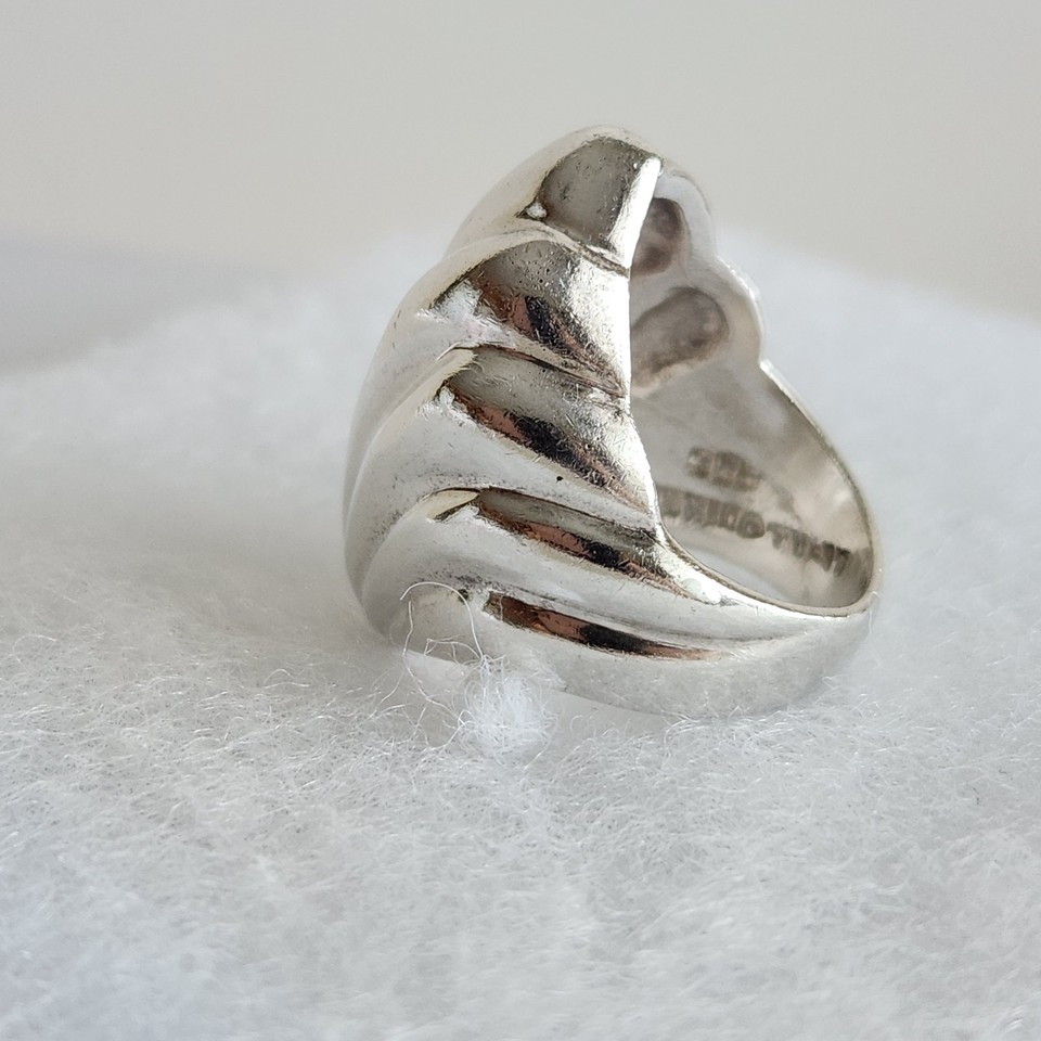 Heavy Chunky Statement 925 Sterling Silver Shell Design Ring Size 6 17g ...
