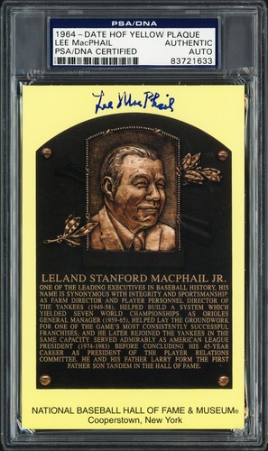 LEE MACPHAIL AUTOGRAPHED HALL OF FAME HOF PLAQUE POSTCARD PRESIDENT ...