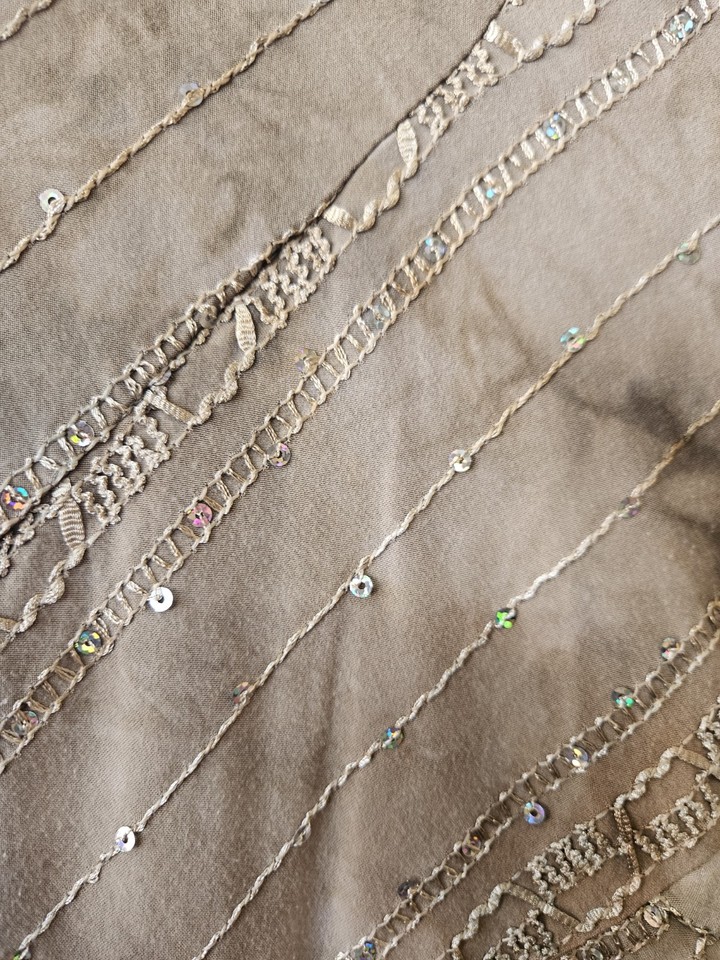 Dressbarn Tunic Top Sz 2X Tan Tie Dye Pattern. Sequins Roll Tab Sleeve ...