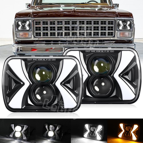 2PCS 7x6'' For Chevrolet C10 C20 C30 K10 K20 K30 Led Headlights Hi/Lo Z ...