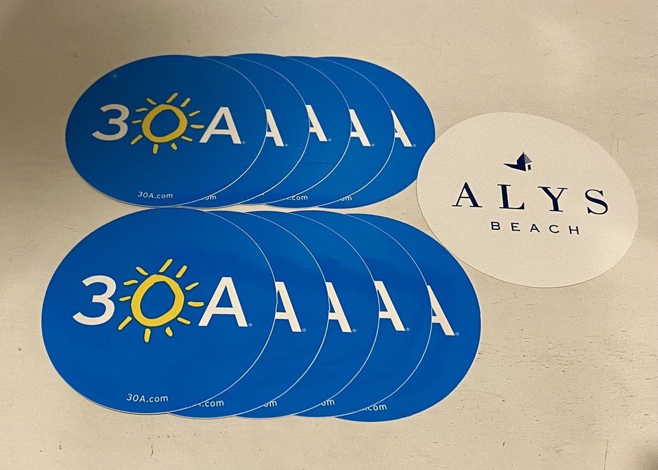 (10) 30A Bumper Car Stickers Seaside & (1) Alys Beach Sticker | eBay