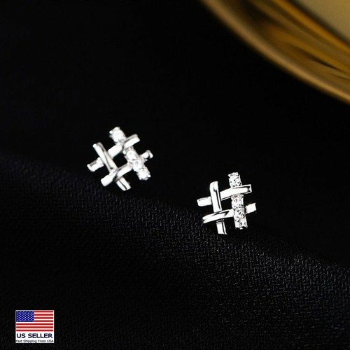 Women 925 Sterling Silver Crystal Earrings Creative Pound Key # Retro ...