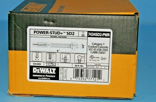 DeWalt Power-Stud+SD2 7434SD2-PWR, 5/8" x 6",Seismic Expansion Anchors ...
