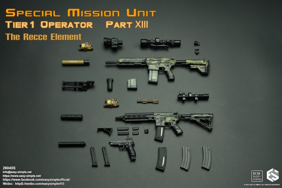1:6 Easy & Simple Recce Element Camo HK 417 Sharpshooter Rifle for 12 ...