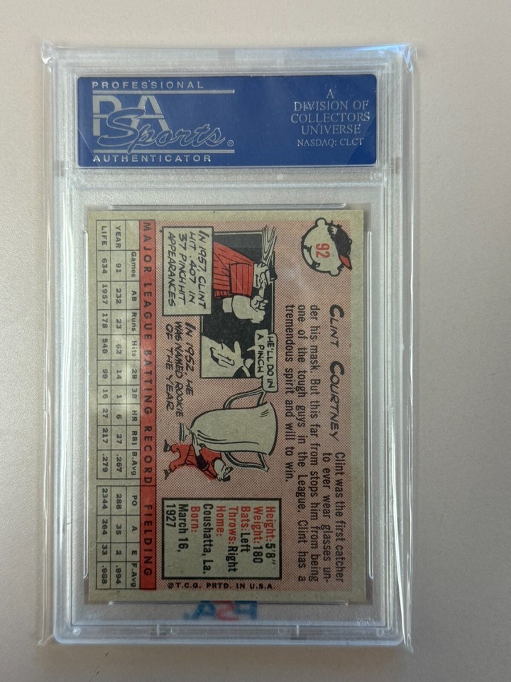 1958 Topps - Clint Courtney Player Name in White #92 PSA 6 EXMT | eBay