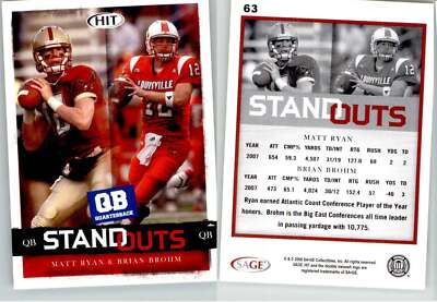 Matt Ryan Brian Brohm 2008 SAGE HIT Standouts #63 RC Rookie | eBay