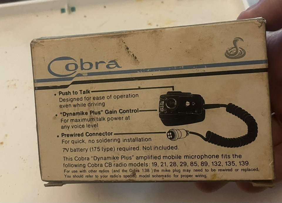 Cobra Dynamike Plus CB Amplified 4 Pin Microphone Model CA-50 Used In ...