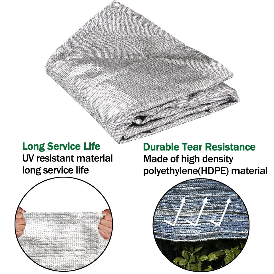 95% Aluminum Foil Shade Cloth Heavy Duty Shade Mesh Tarp Sun Block ...