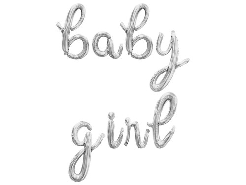 BABY GIRL Cursive Script Letter Balloon Banner - Baby Shower Party ...